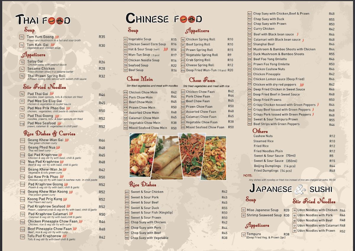 Menu at Ichiban Thai, Chinese Food & Sushi Bar (Rietfontein), Pretoria