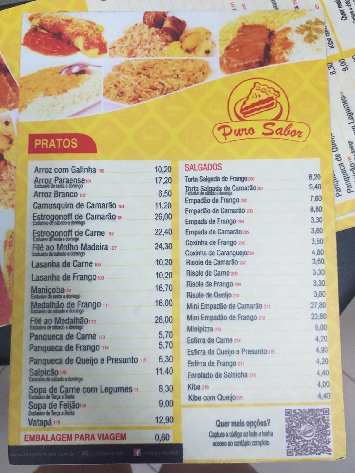 Menu em Puro Sabor pub & Bar, Belém, R. da Mata, 744