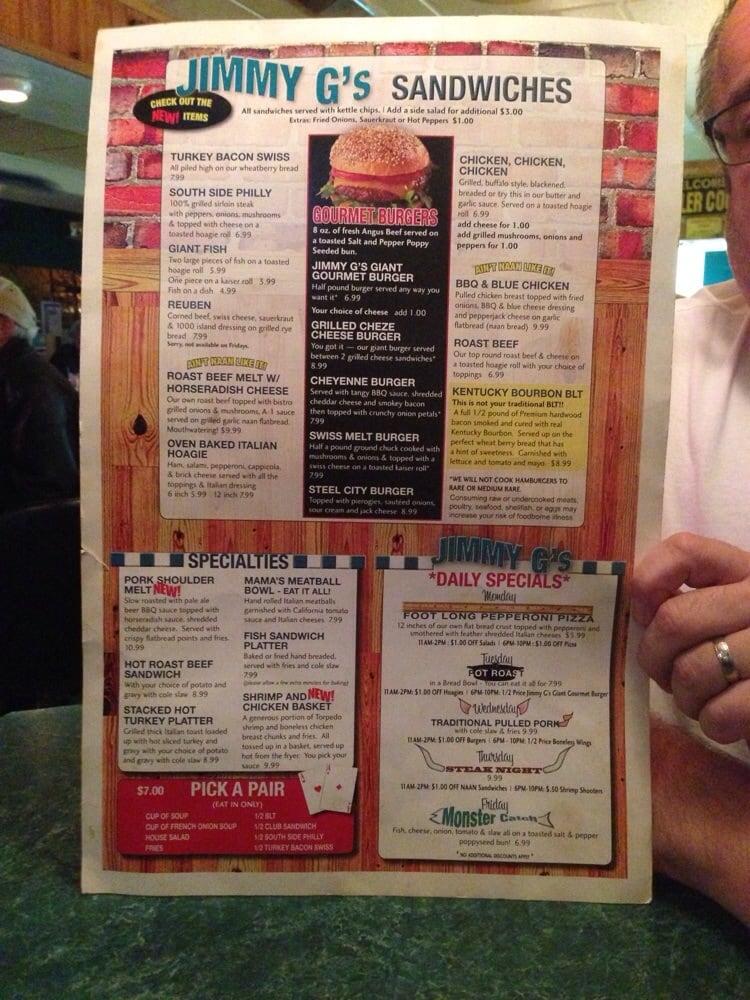 Menu at Jimmy G's Bar & Grill, Canonsburg