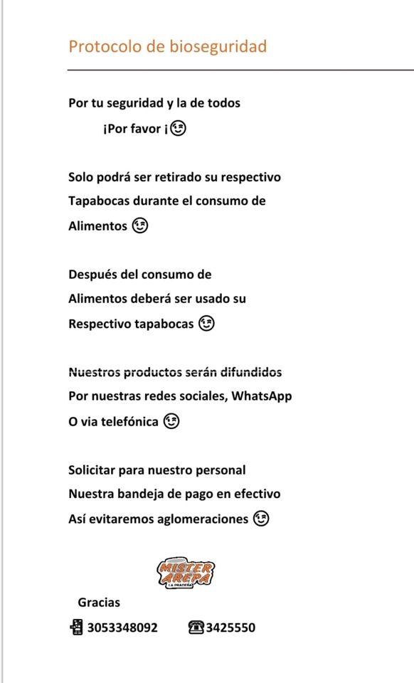 Carta del restaurante MÍSTER AREPA LA PRADERA, Dosquebradas