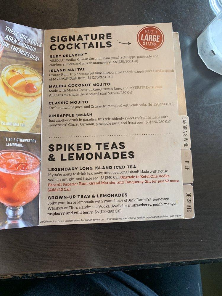 Menu at Ruby Tuesday restaurant, Hinesville