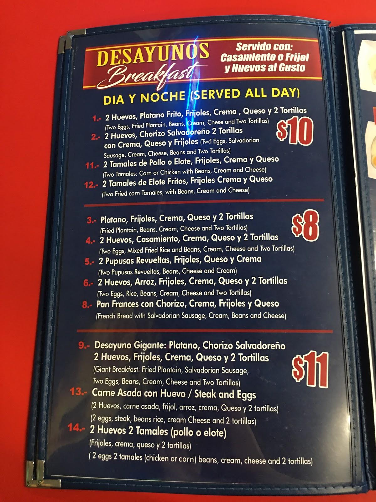 Carta del restaurante Sabrositas Pupusas & Beer, Los Angeles