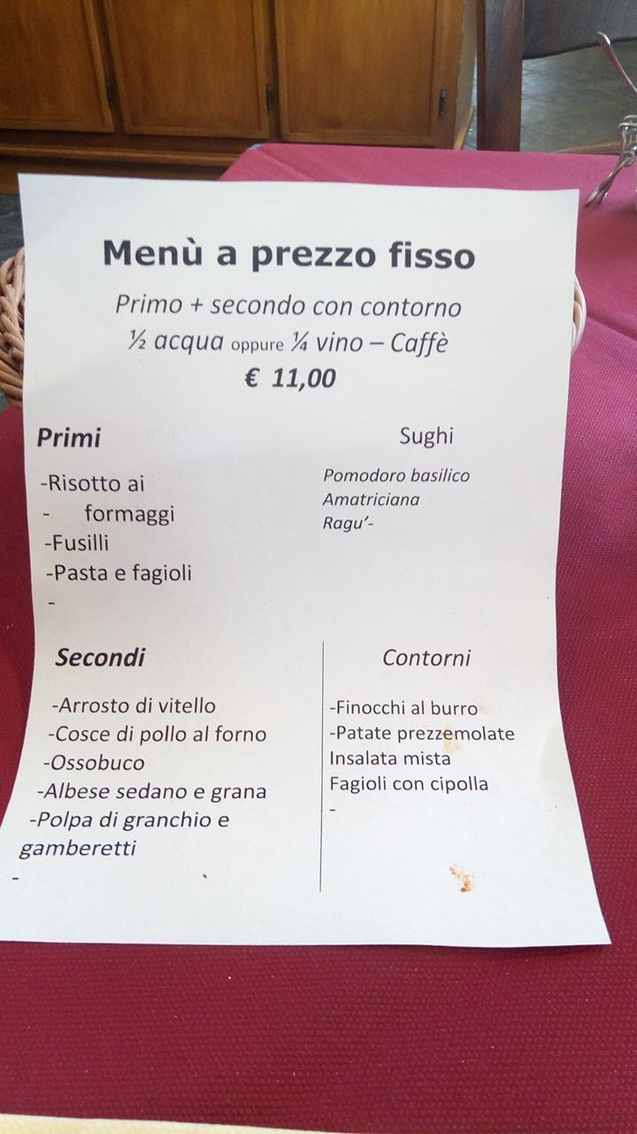 Menu at Trattoria Couzzi Celestino restaurant, Robassomero