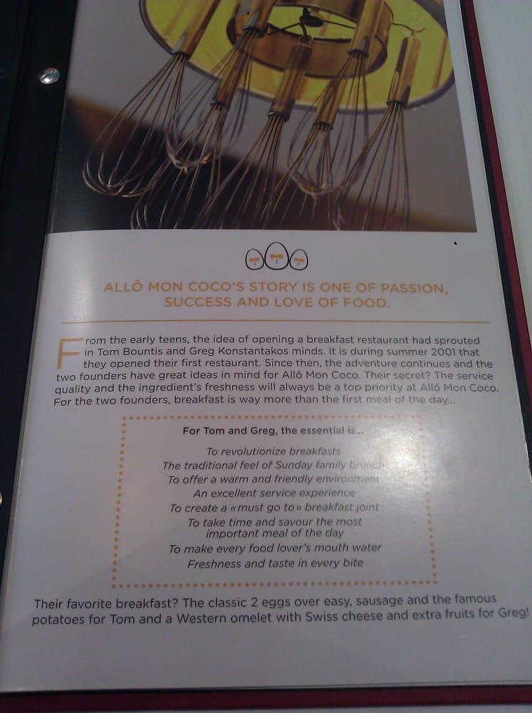 Menu au Allô mon Coco Maisonneuve restaurant, Montréal, Blvd. De ...
