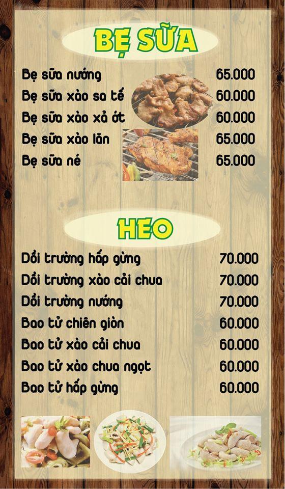 Menu at Lai Rai Quán restaurant, Bien Hoa