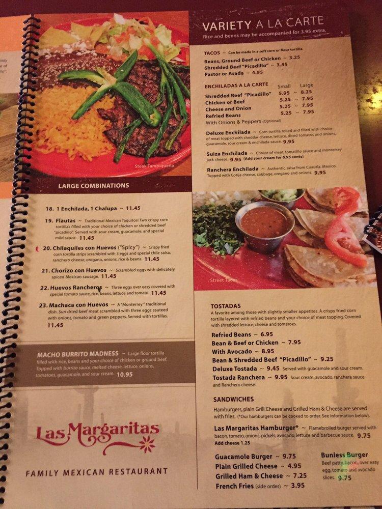 Menu at Las Margaritas pub & bar, Seattle, Aurora Ave N