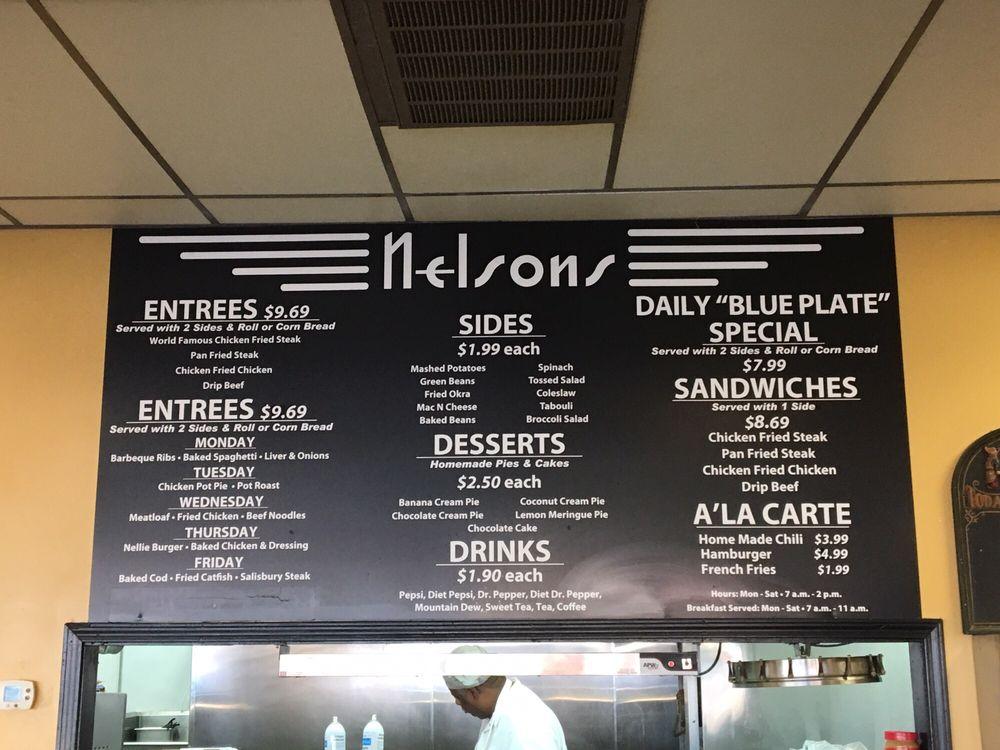 Menu at Nelson's Buffeteria restaurant, Tulsa, S Memorial Dr