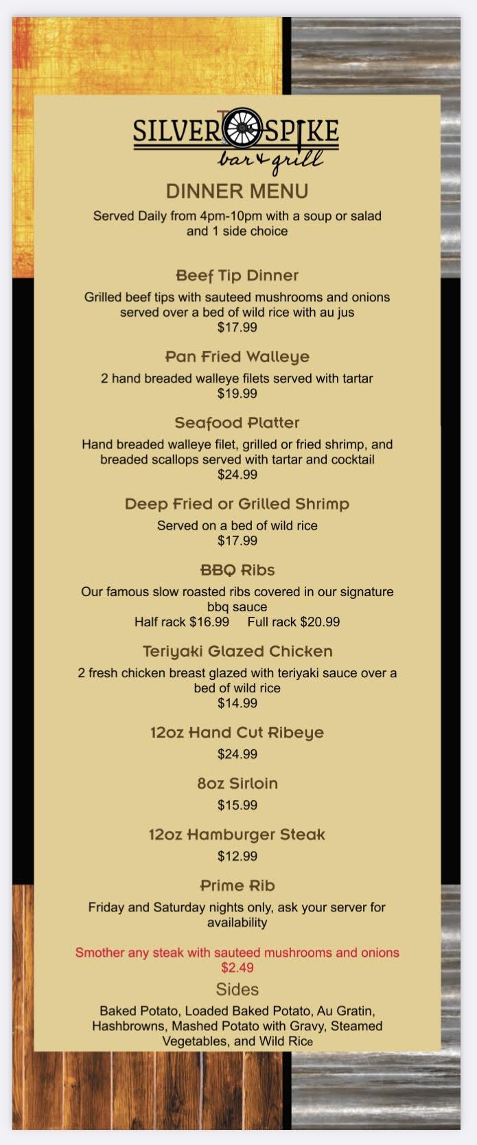Menu at The Silver Spike Bar & Grill, Dilworth