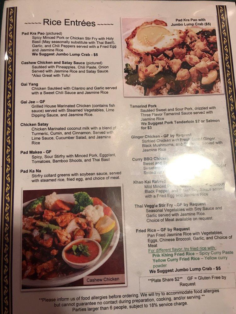 Menu at The Smiling Elephant restaurant, Nashville
