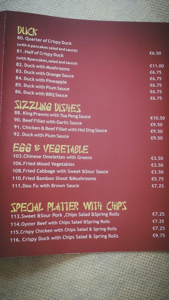 Menu at Da Hua Restaurant, Fgura