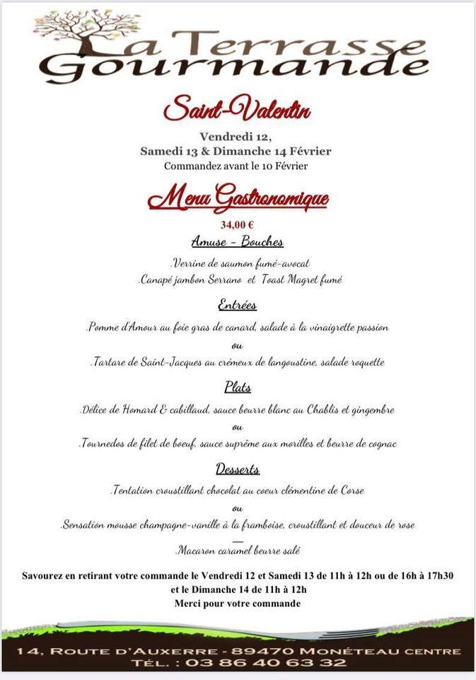 Menu au la terrasse gourmande restaurant, Monéteau
