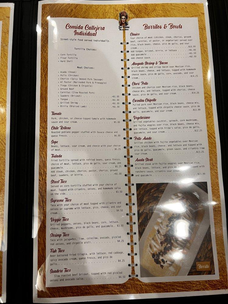 Menu at Las Frida’s Mexican Kitchen East Norriton restaurant, East Norriton