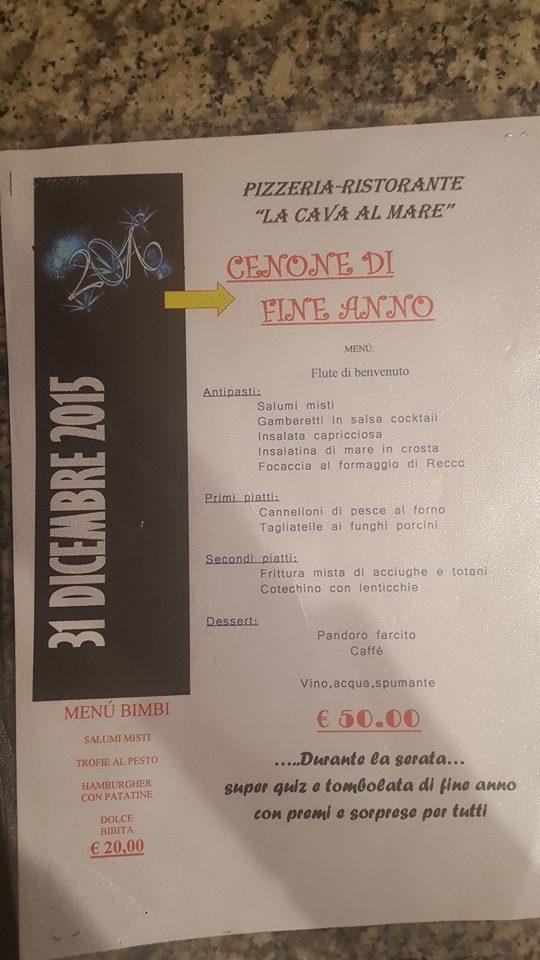 Menu da La Cava pizzeria, Rapallo