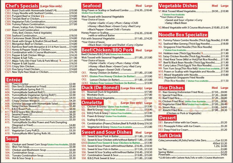 Menu at Yummy Palace Asian Cuisine / Malaysia Laksa Village restaurant ...