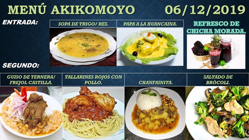 Menu at Akikomoyo restaurant, Chimbote