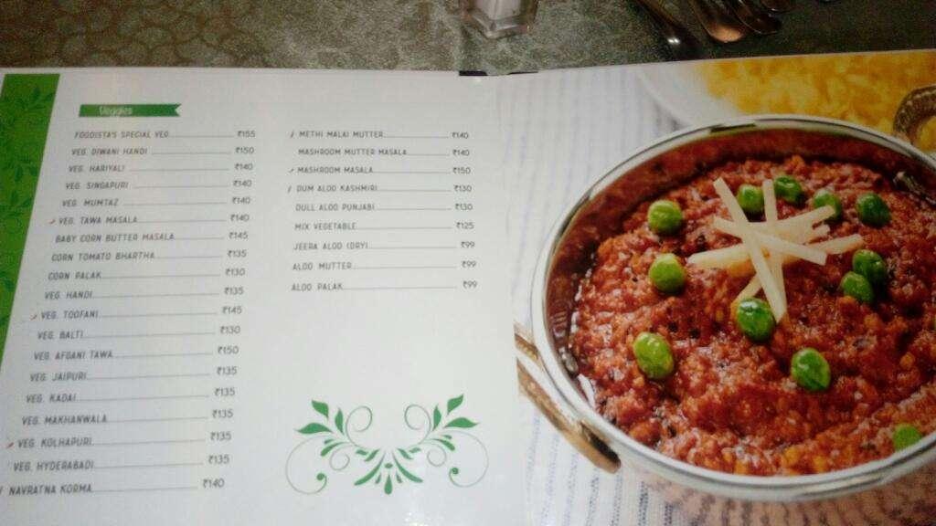Menu at Foodista Restaurant, Vadodara, Gorrwa Refinery Road