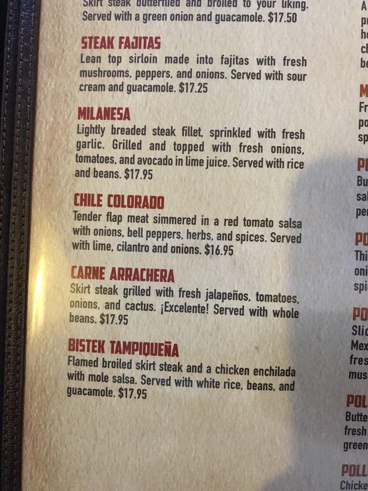 Menu at Mi Tierra restaurant, Woodinville