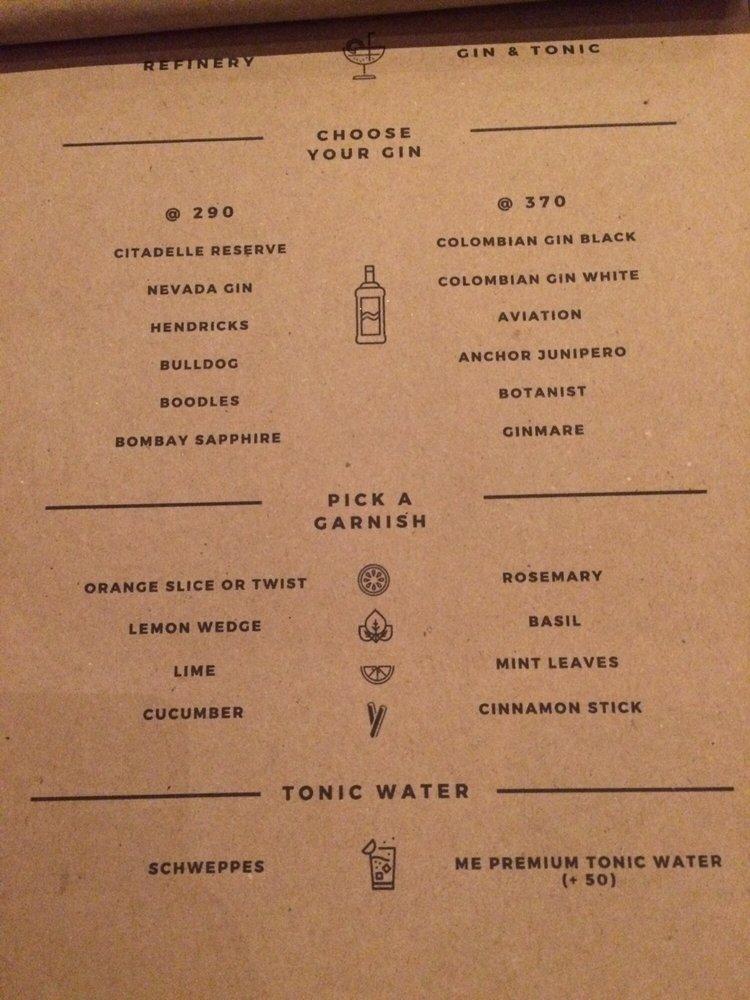 Menu at Refinery cafe, Makati, Joya Tower