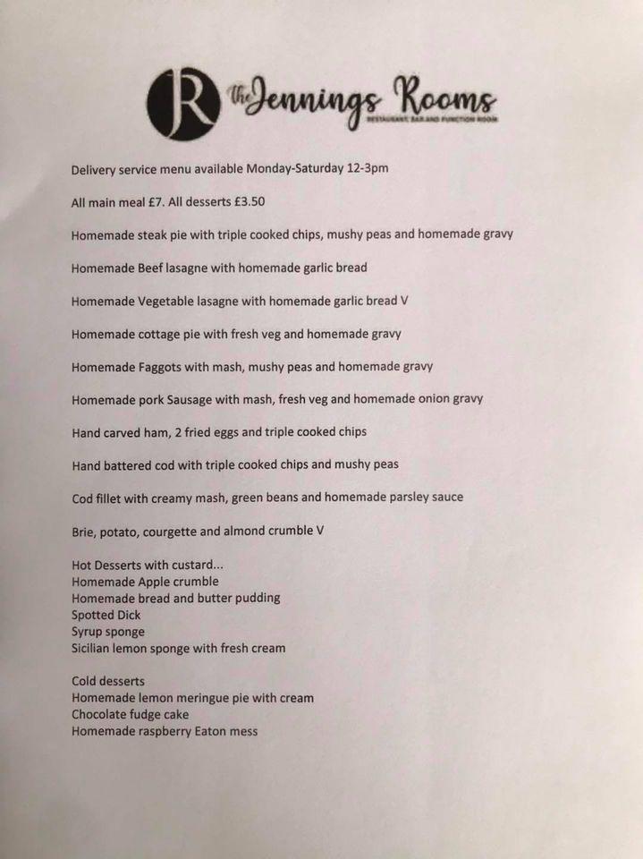 Menu at The Jennings Rooms @No.33 pub & bar, Woodville
