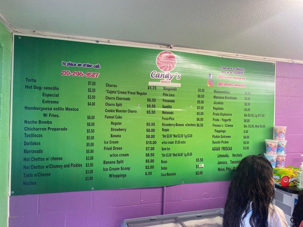 Menu at Candy’s Snack desserts, San Antonio