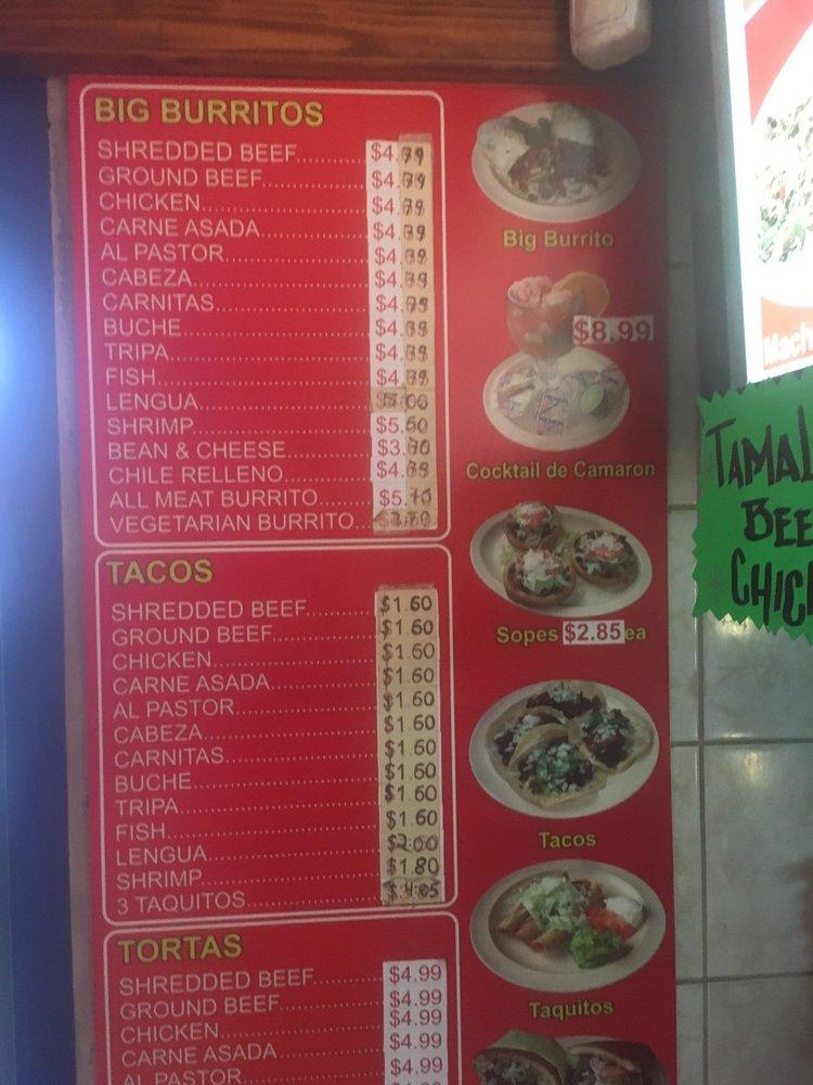 Menu at Don Taco restaurant, Vancouver, E 4th Plain Blvd