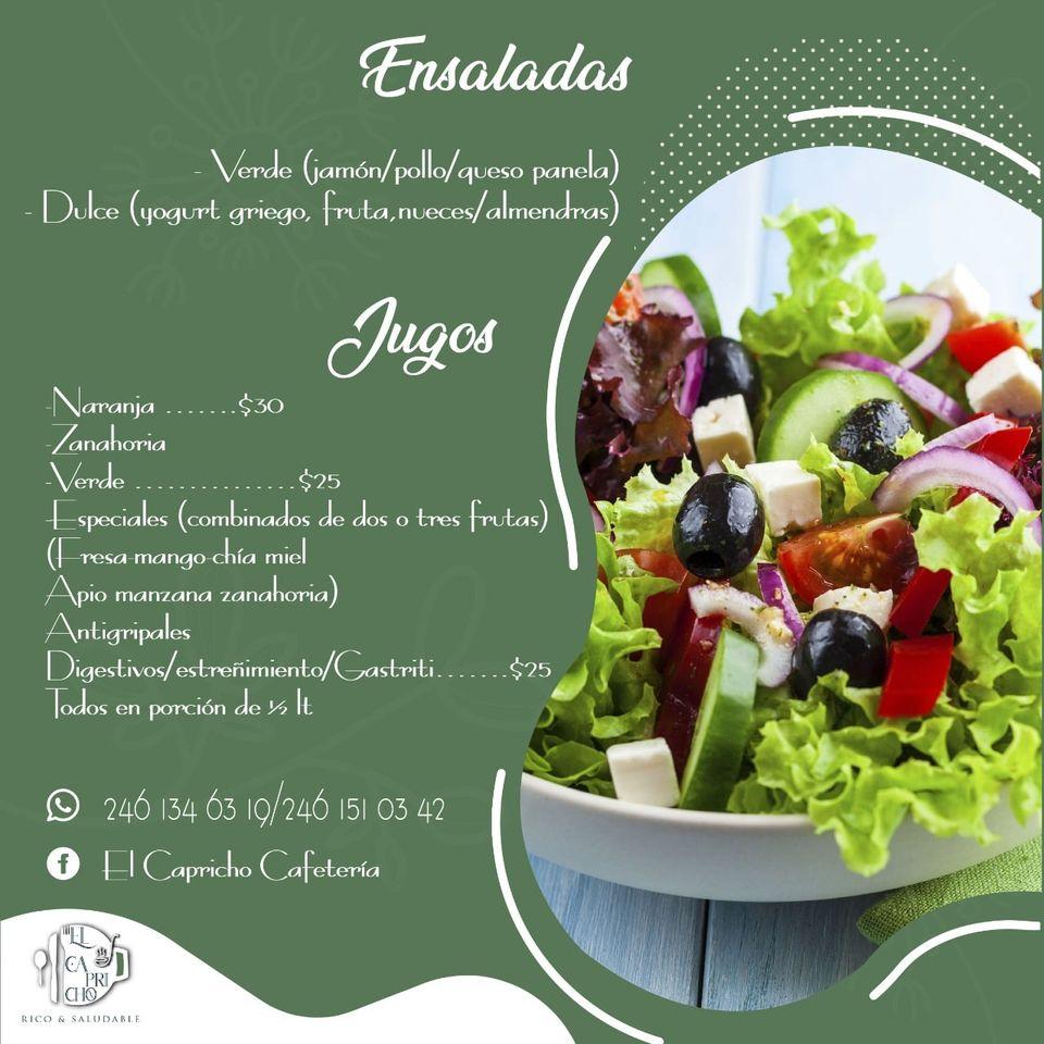 Menu at El Capricho, Zacatelco