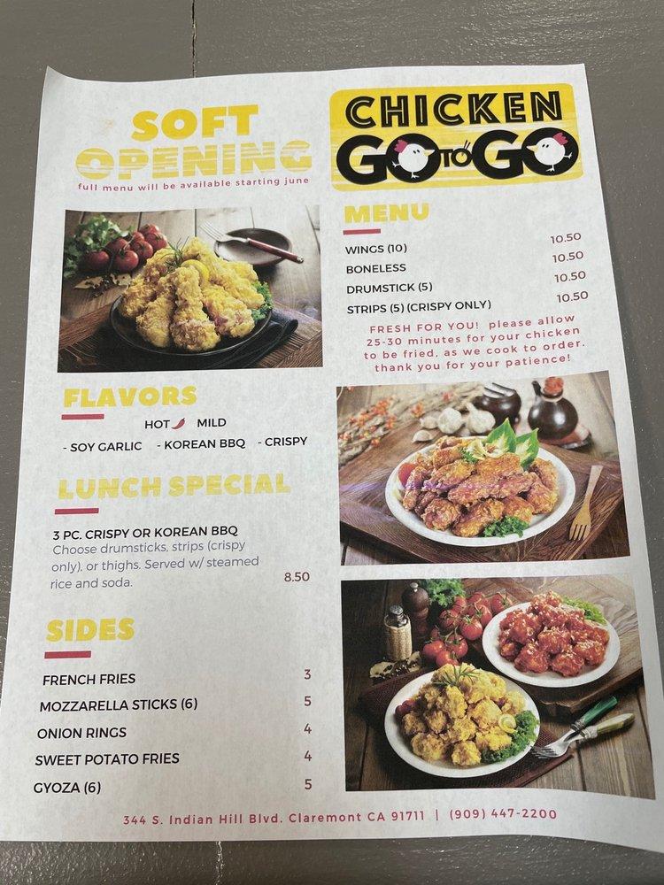 Menu at Go to Go Chicken restaurant, Claremont