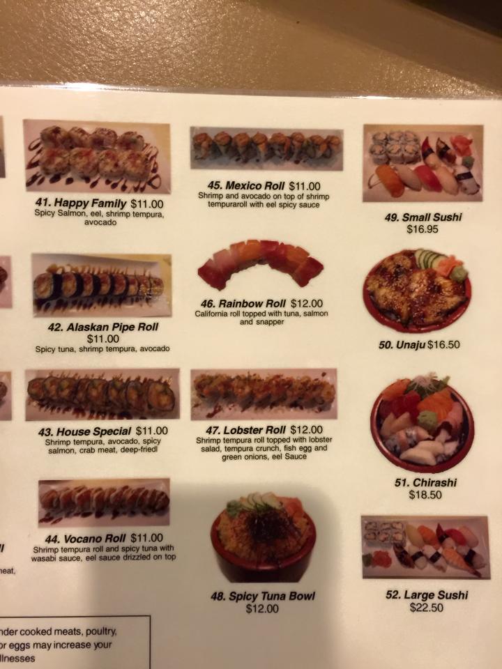 Menu at Happy Sushi restaurant, Novi
