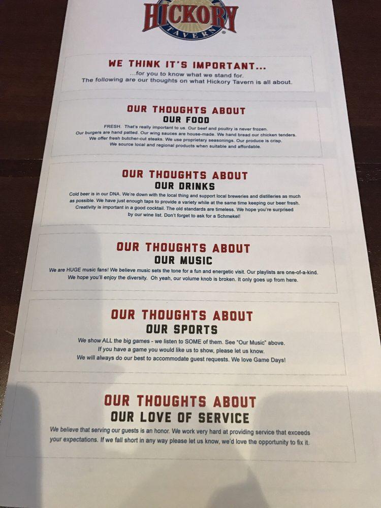 Menu at Hickory Tavern pub & bar, North Myrtle Beach