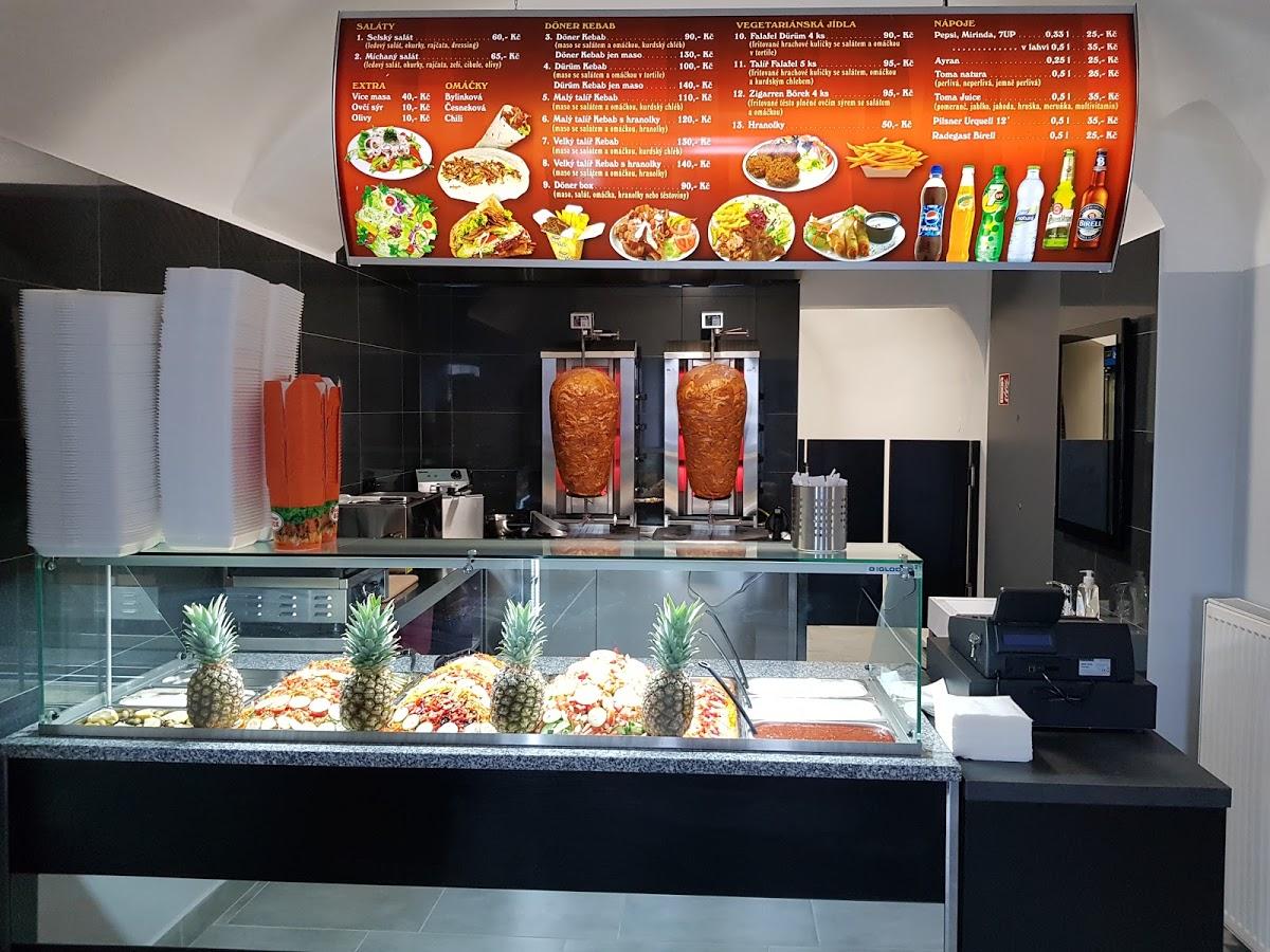 Menu at Kurdský kebab litomyšl restaurant, Czech Republic