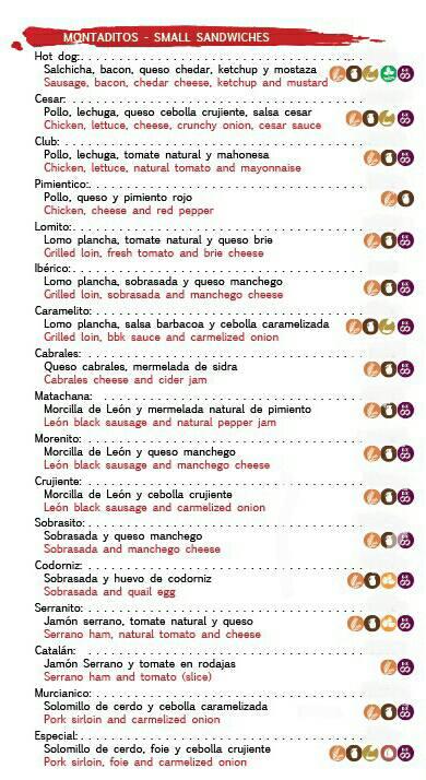 Menu at La Churreria cafe, Guardamar del Segura