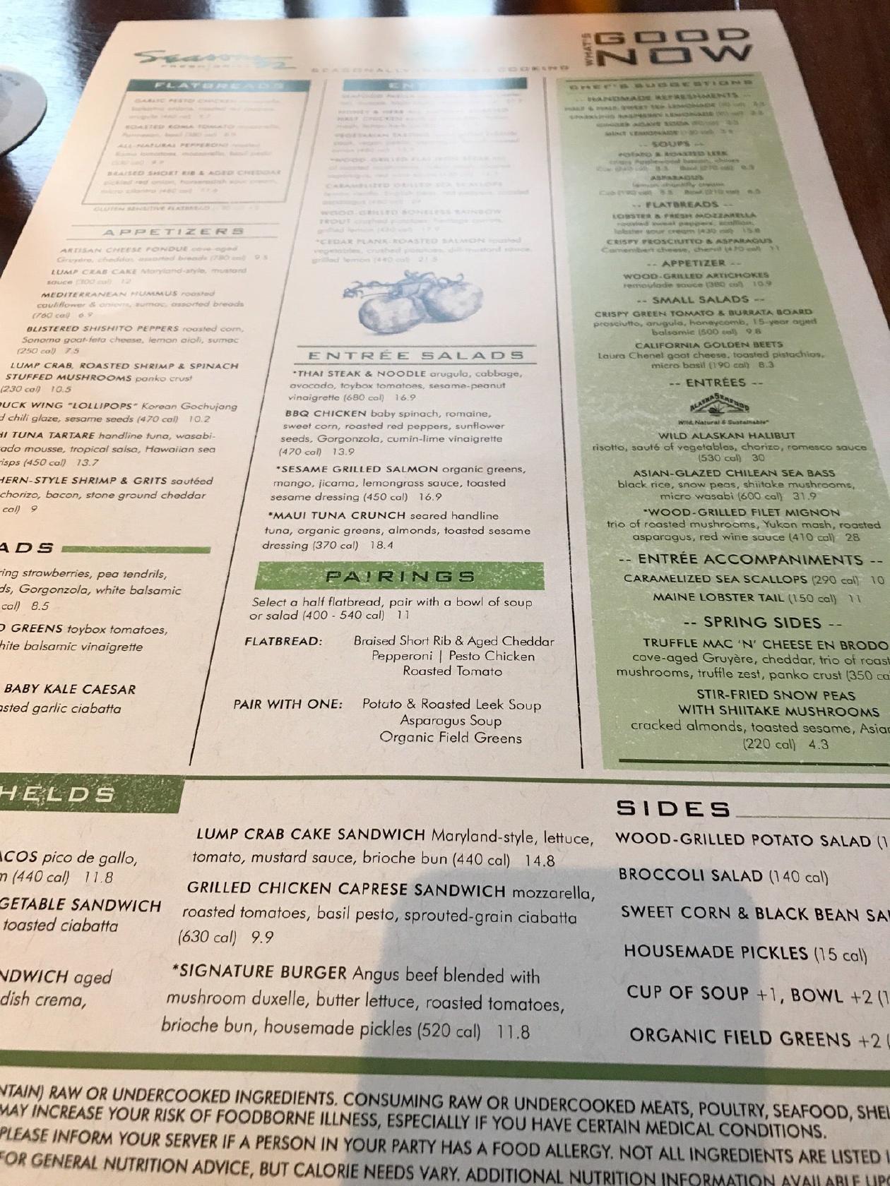 Menu at Seasons 52 pub & bar, Bridgewater