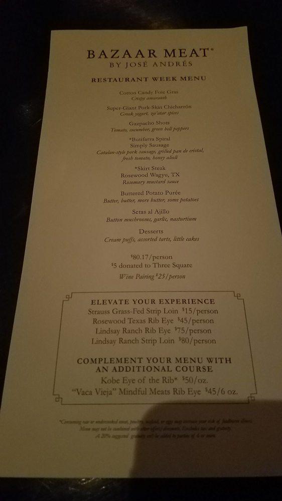 Menu at Bazaar Meat by José Andrés pub & bar, Las Vegas