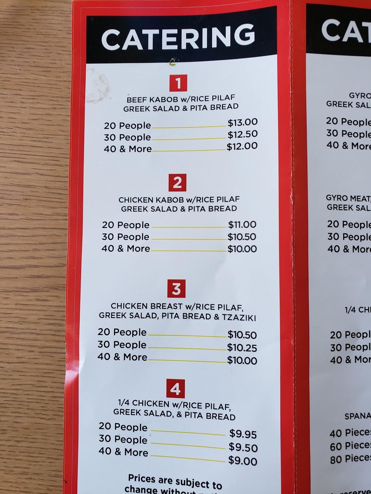 Menu at Greek Style Chicken restaurant, Fallbrook
