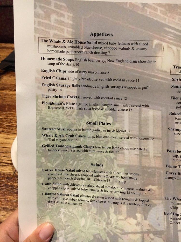 Menu at The Whale & Ale pub & bar, Rancho Palos Verdes