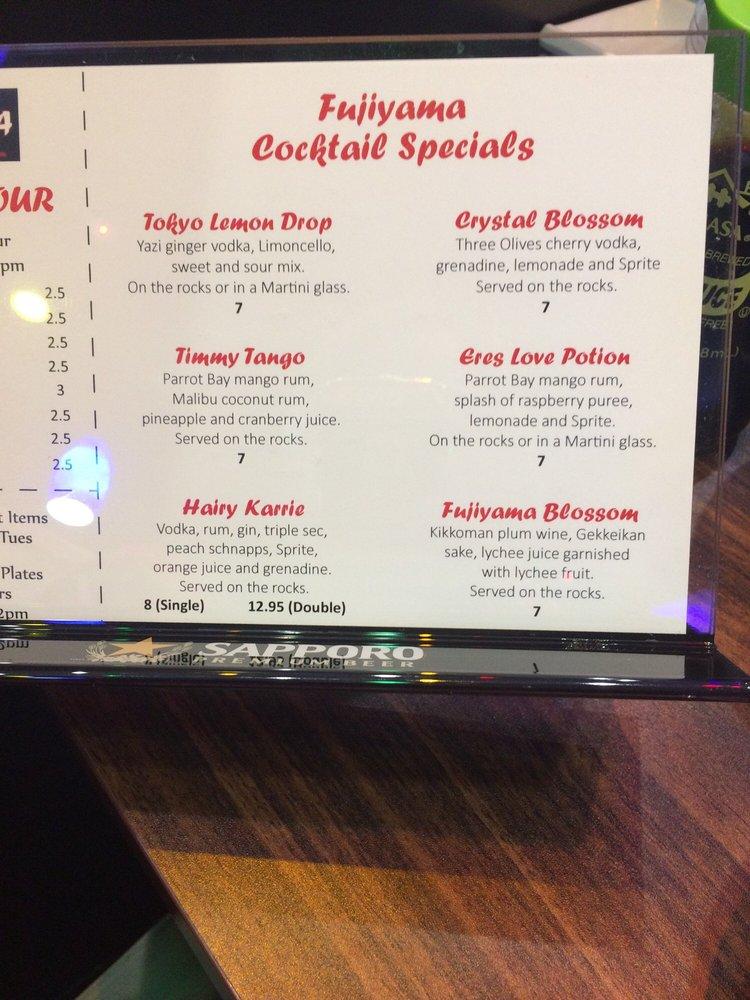 Menu at Fujiyama Sushi Bar, Portland