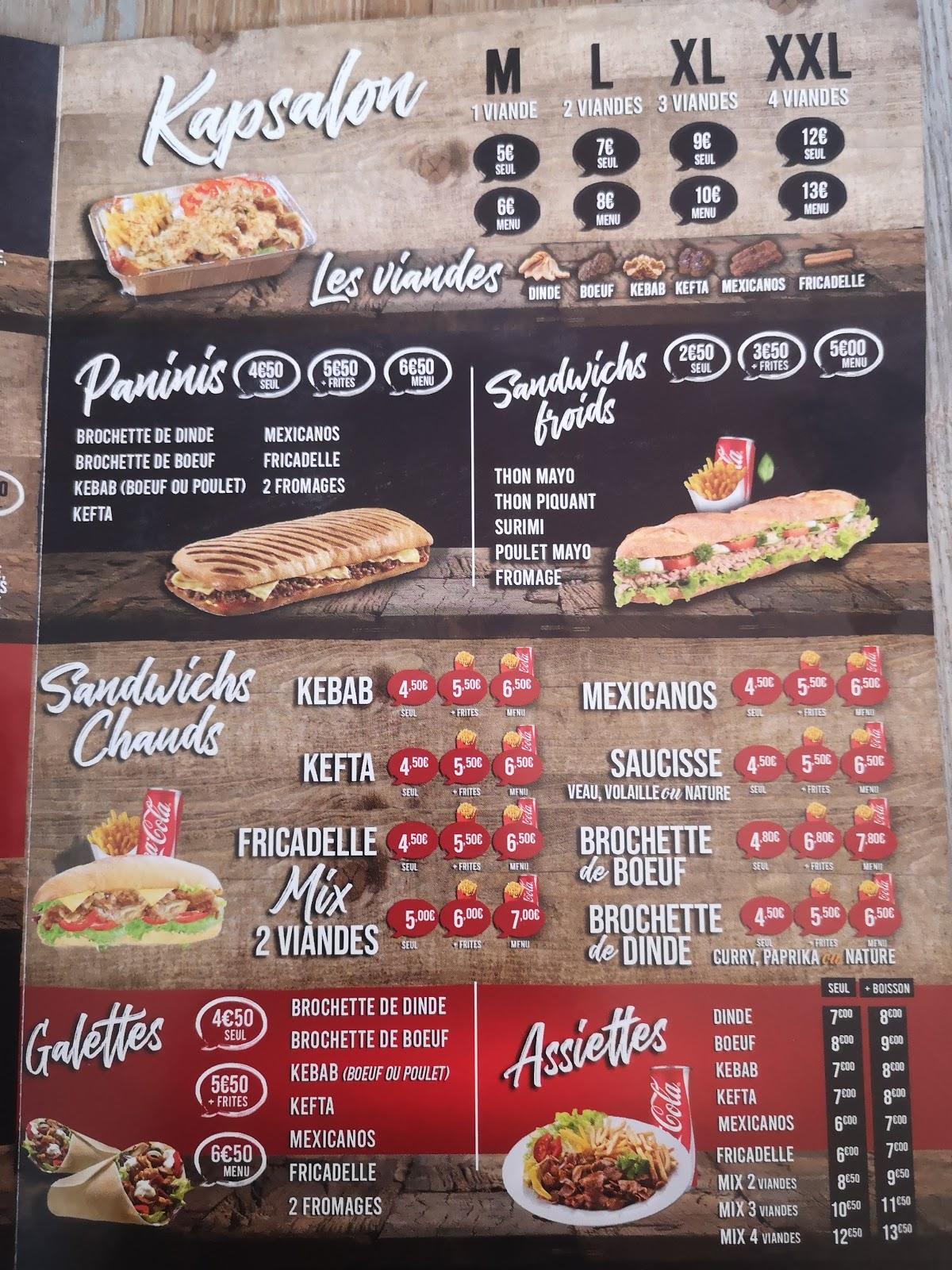 Menu at Adam Snack restaurant, Lens