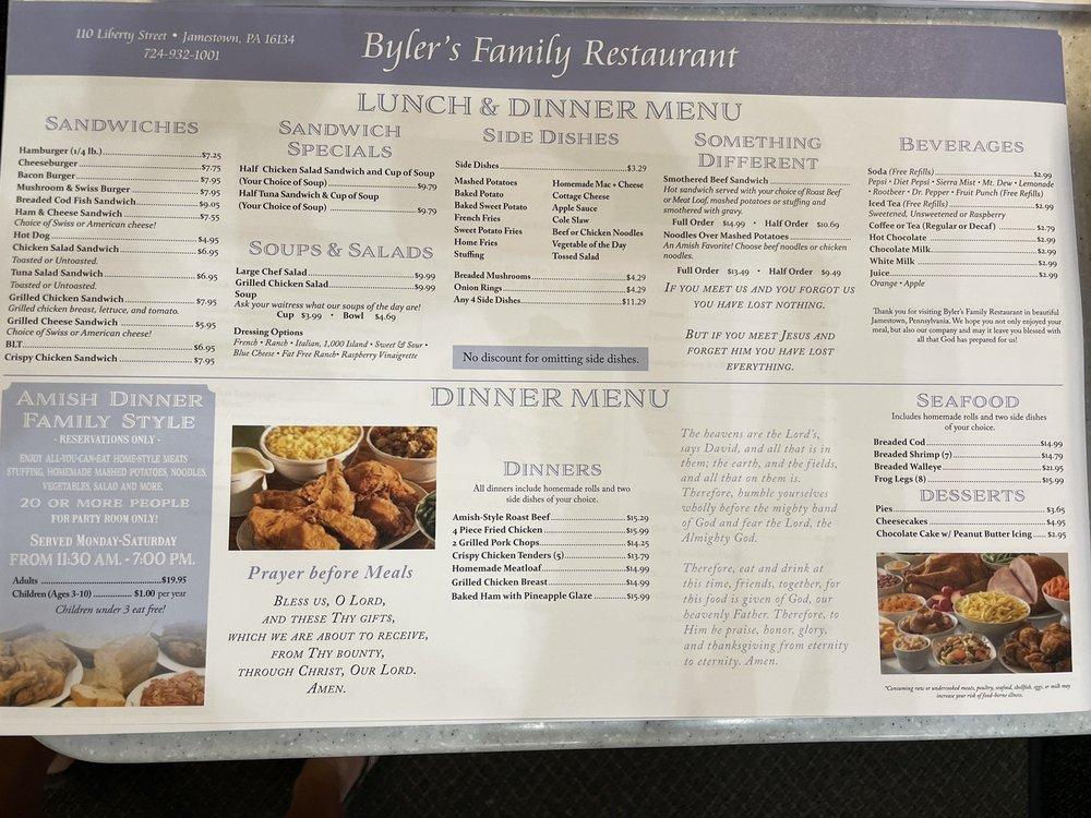 Menu at Dutch Oven Family Restaurant, Jamestown