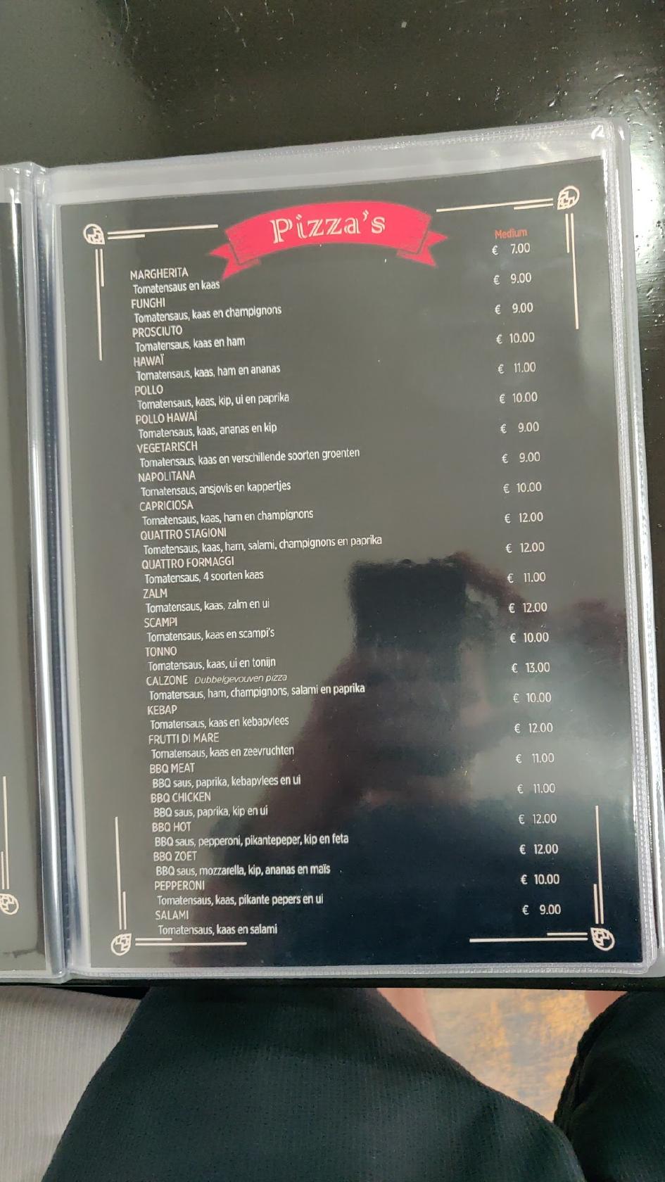 Menu at Eethuis Van Gogh, Antwerp