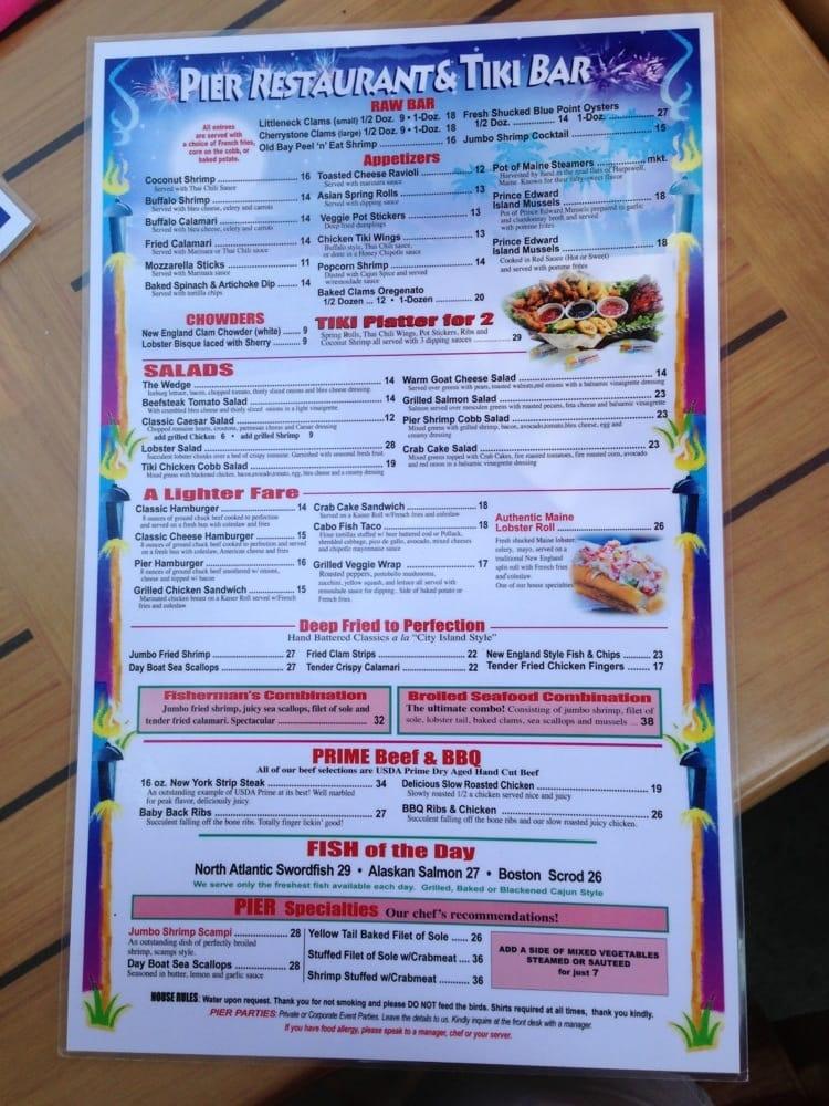 Menu at Pier Restaurant and Tiki Bar, Rye