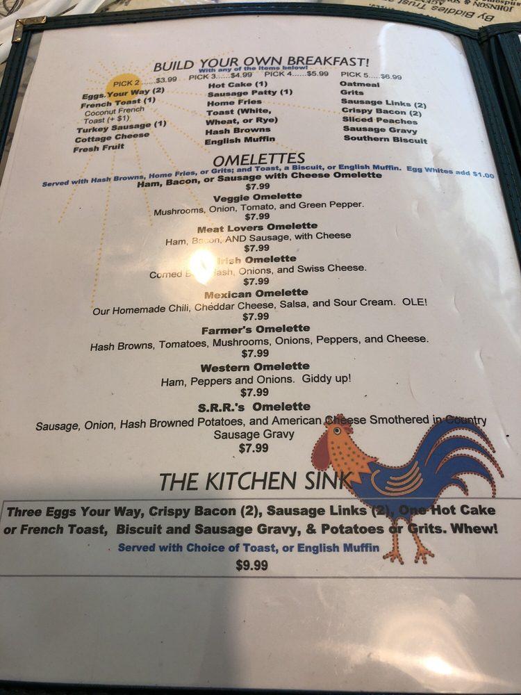 Menu at Sebastian's Roadside Restaurant, Sebastian