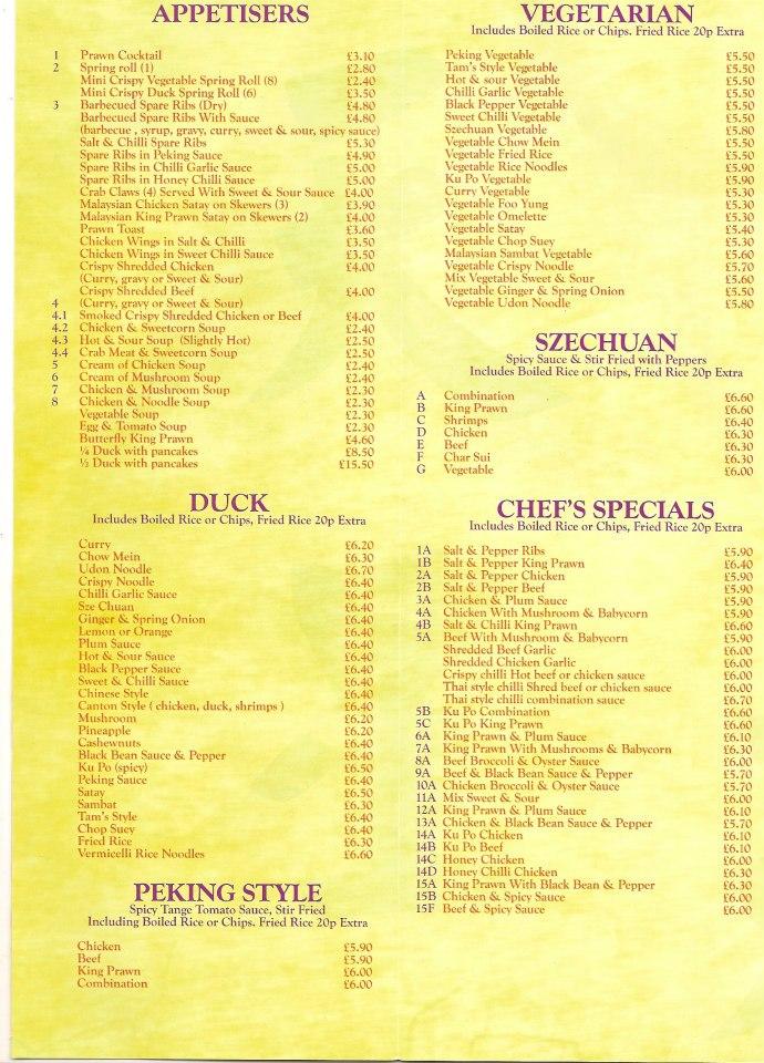 Menu at Starry Sky Takeaway fast food, Prestwick