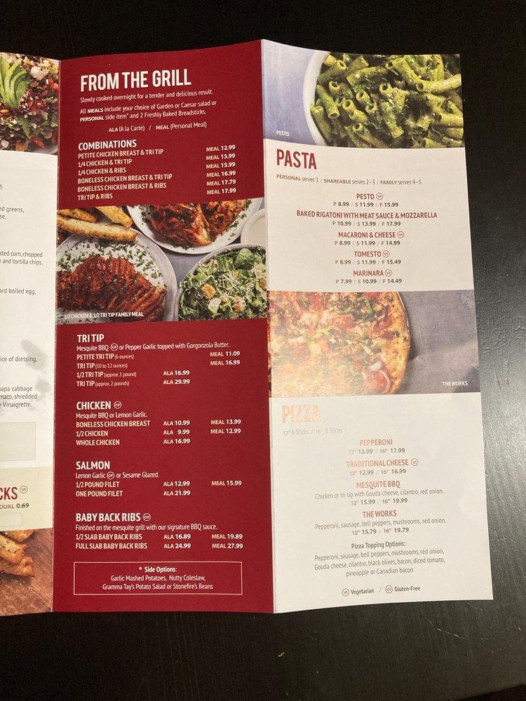 Menu at Stonefire Grill BBQ, Rancho Cucamonga