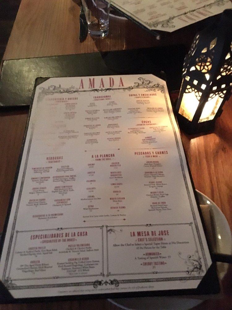 Menu at Amada pub & bar, Philadelphia