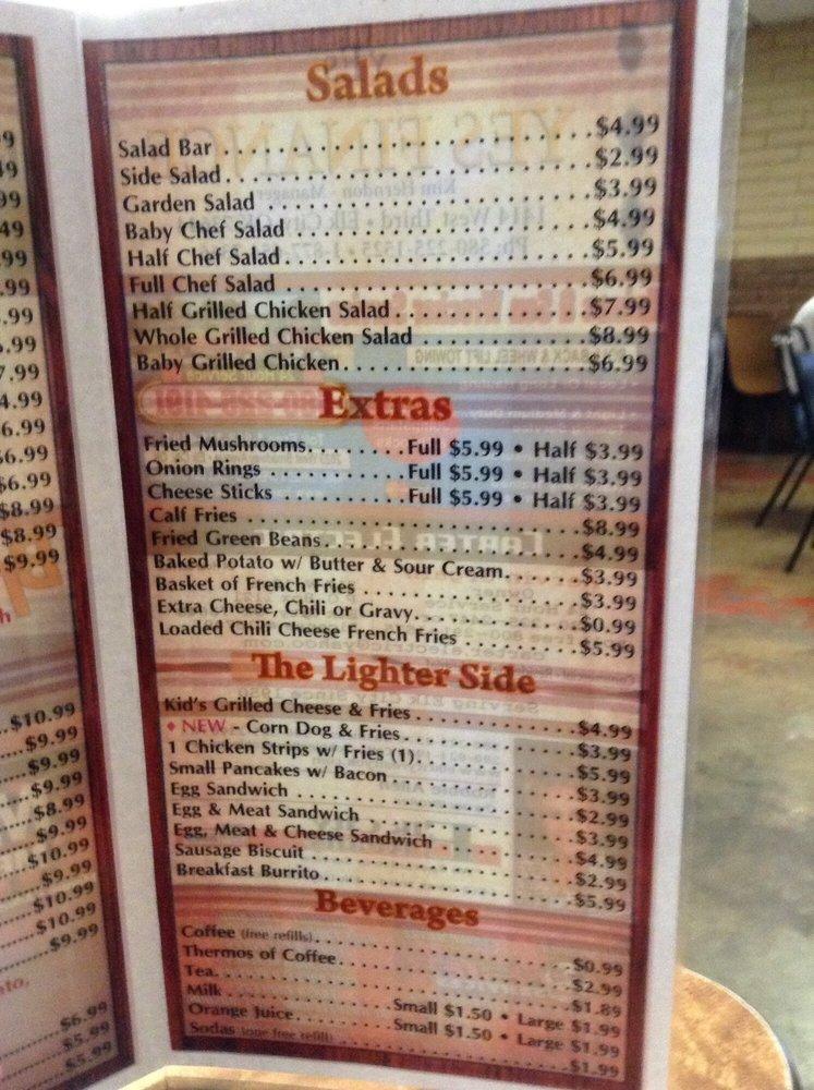 Menu at Home Cookin Cafe, Elk City