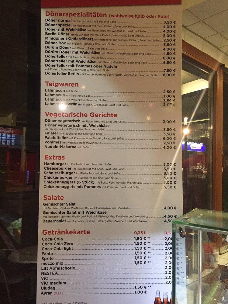 Speisekarte von Memo´s Berlin Döner fast Food, Bayreuth