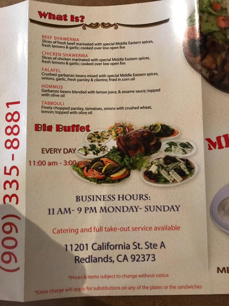 Menu at Mr. Kebab restaurant, Redlands
