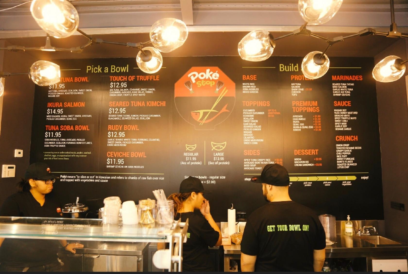 Menu at Poke Stop restaurant, New York City
