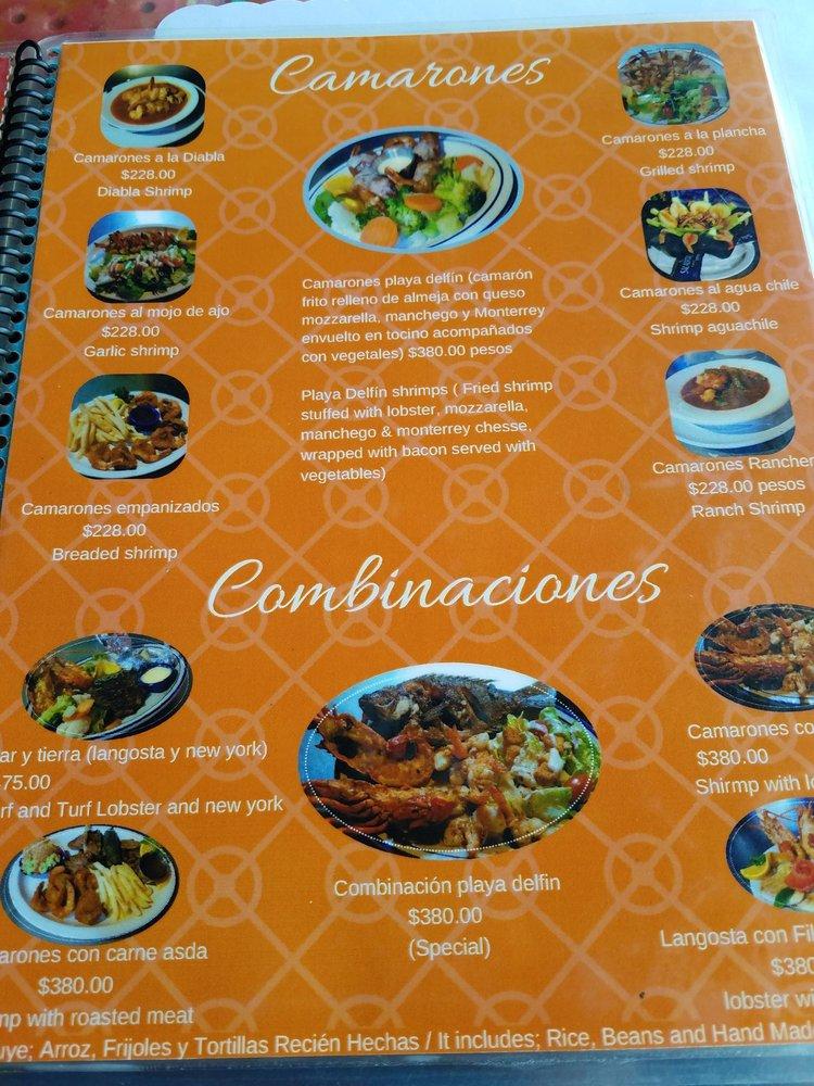 Menu at Restaurant-bar Playa Delfin, Puerto Nuevo, Calle