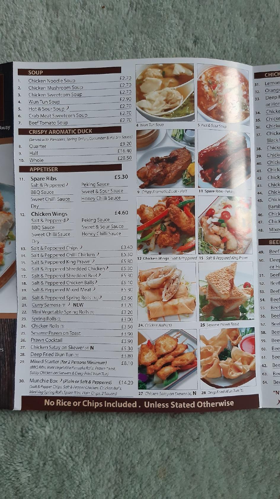 Menu at Taste of China restaurant, Bathgate